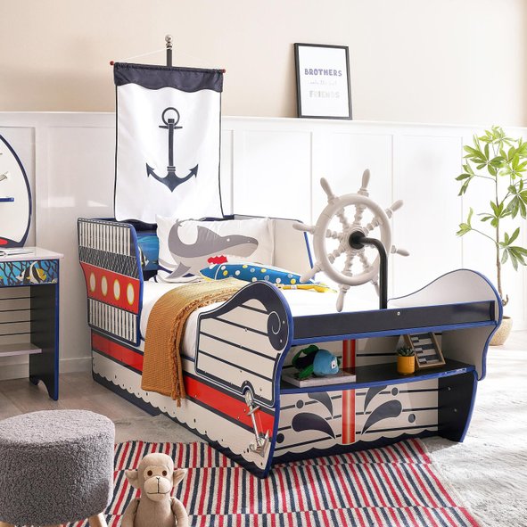 CAPTAIN DREAM BOAT KIDS SINGLE BED 90X190CM BLUE